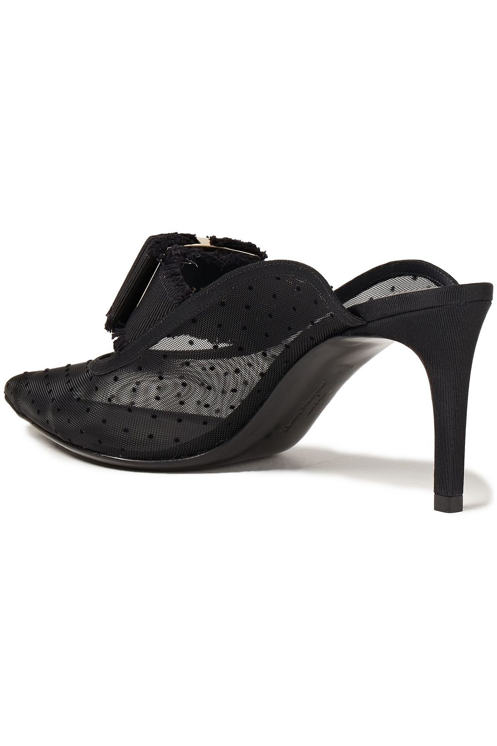 FERRAGAMO Zelda bow-embellished flocked mesh mules | THE OUTNET