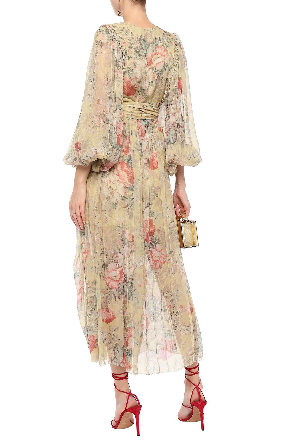 Zimmermann Floral Print Silk Georgette Midi Wrap Dress The Outnet