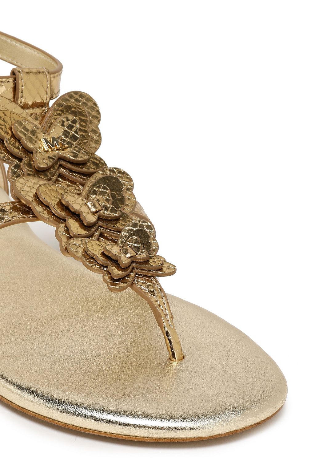 MICHAEL MICHAEL KORS Felicity appliquéd metallic snake-effect leather ...