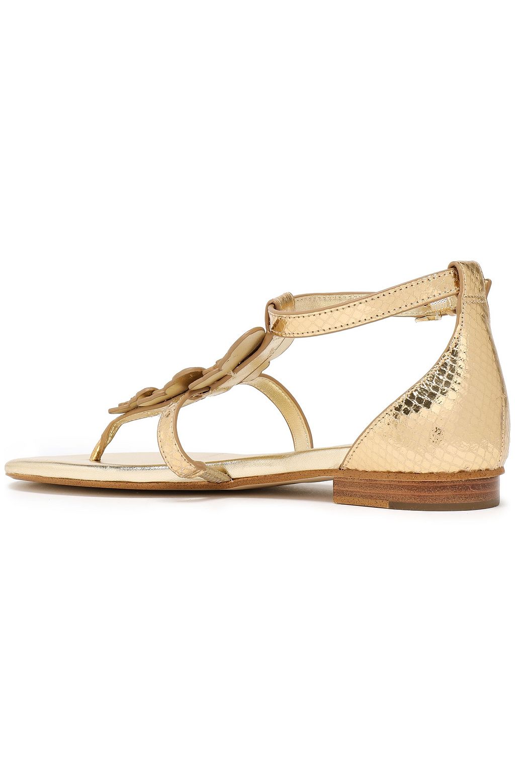 MICHAEL MICHAEL KORS Felicity appliquéd metallic snake-effect leather ...