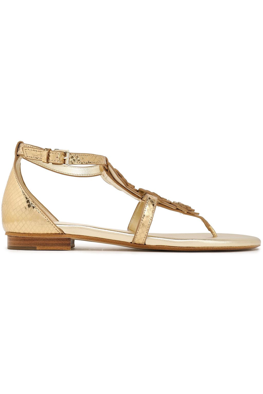 MICHAEL MICHAEL KORS Felicity appliquéd metallic snake-effect leather ...