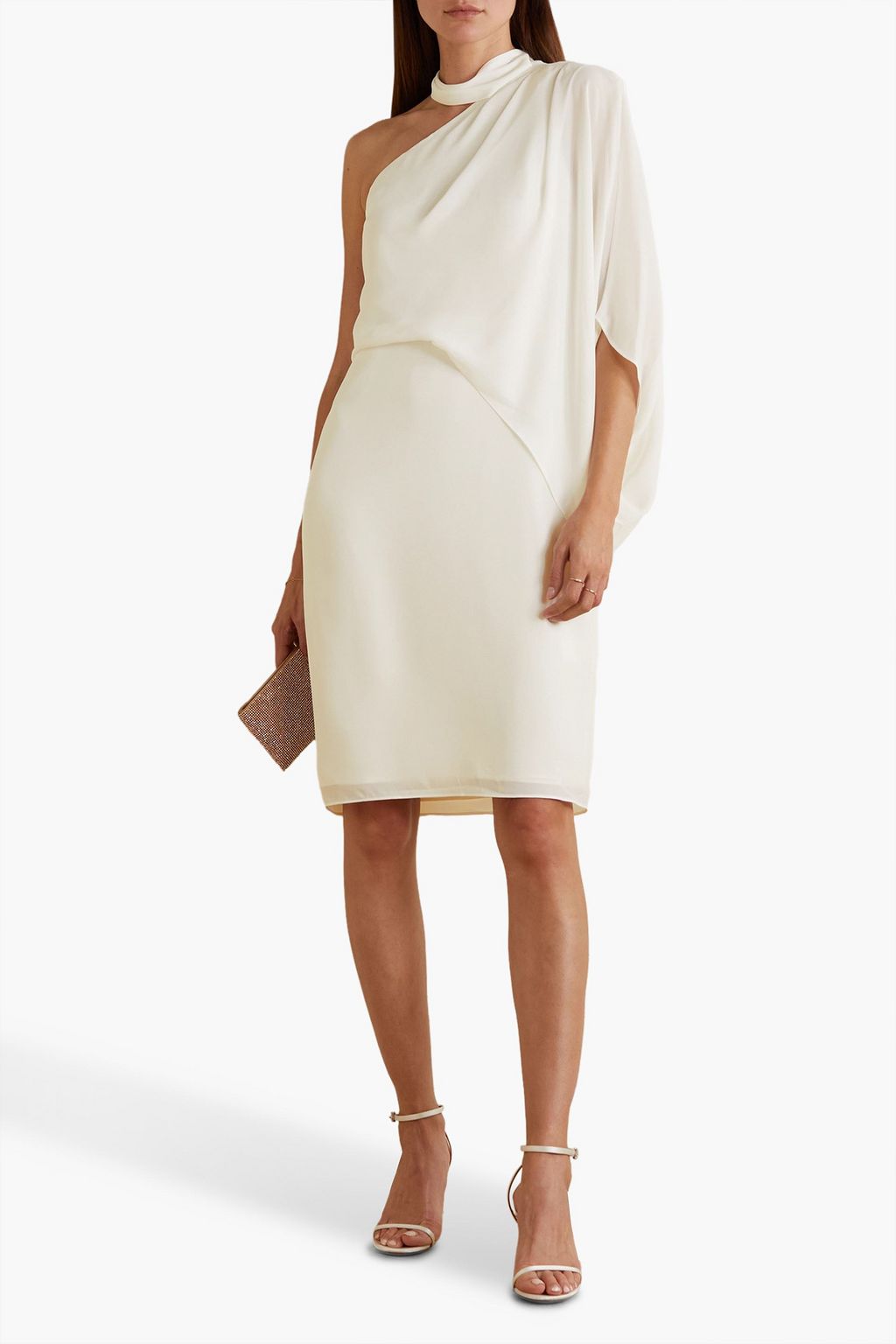 Halston One Shoulder Crepe Dress The Outnet