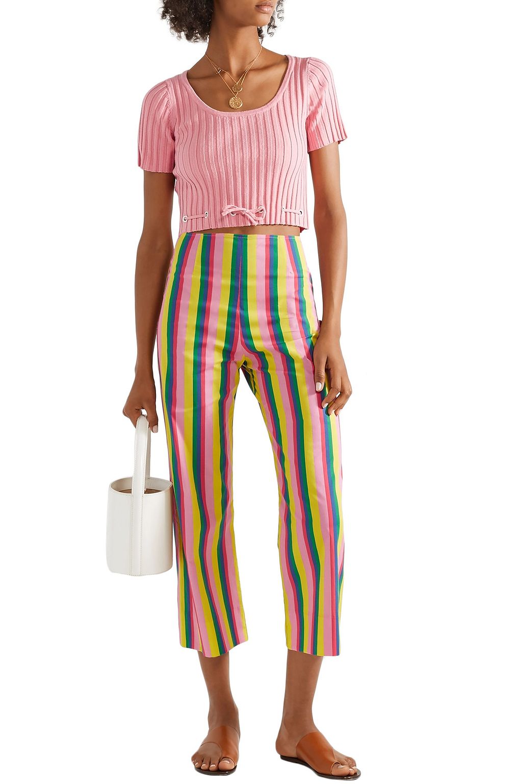 STAUD Maui striped stretch-cotton poplin wide-leg pants | THE OUTNET