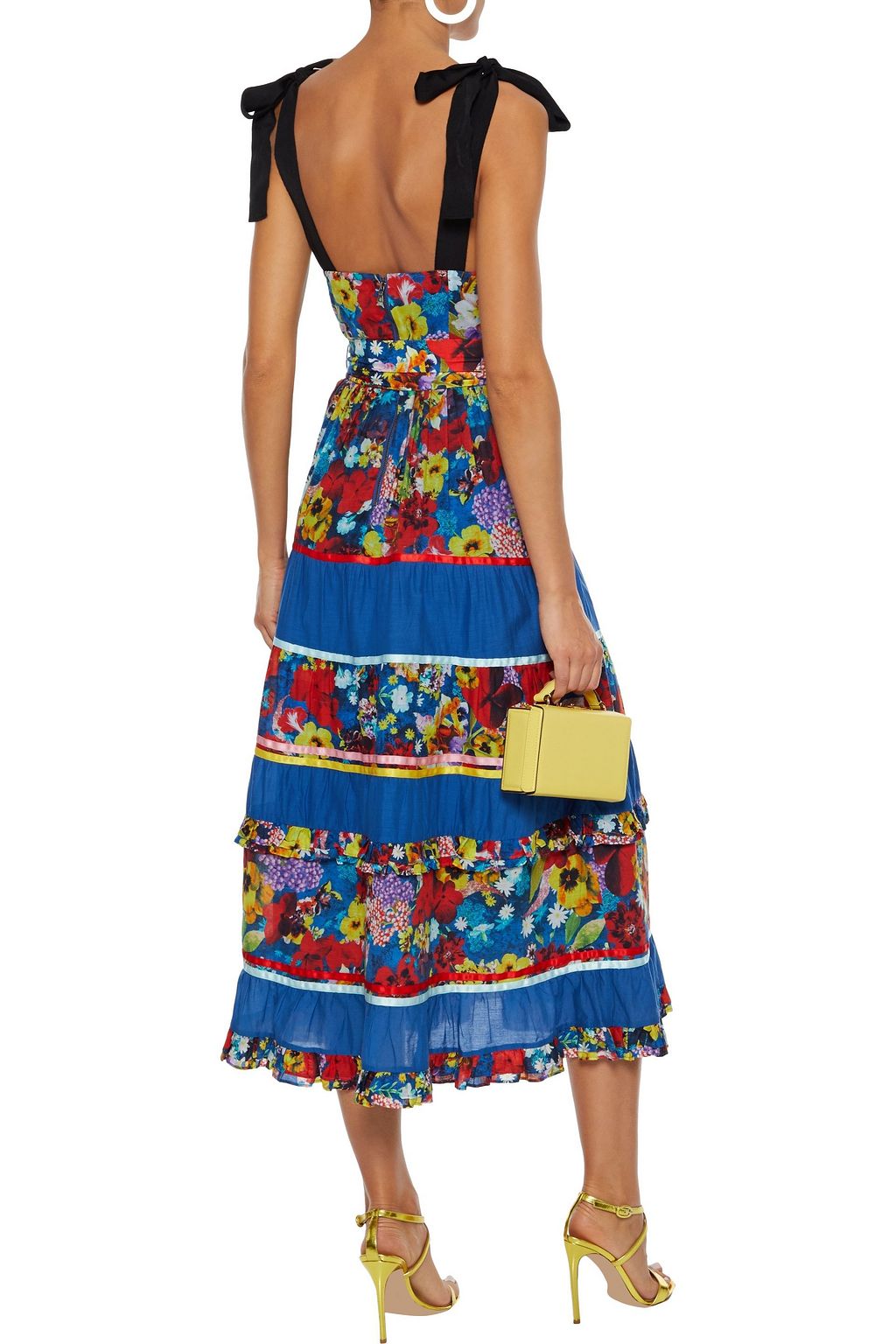 ALICE + OLIVIA Gayla belted tiered floral-print cotton-voile midi dress ...