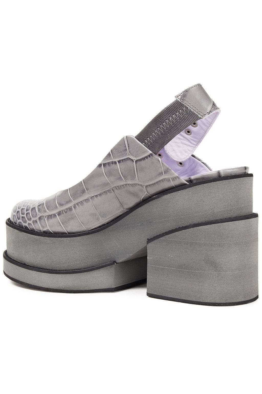 Gray Croc-effect leather platform pumps | GANNI | THE OUTNET