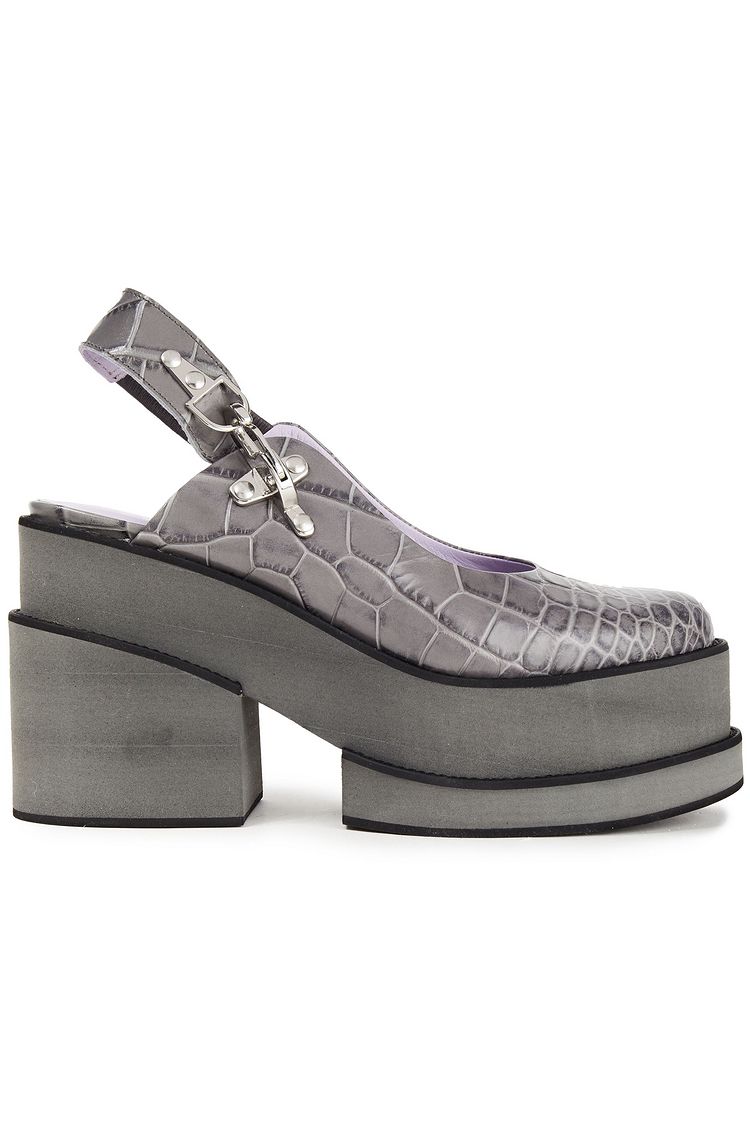 Gray Croc-effect leather platform pumps | Sale up to 70% off | THE ...