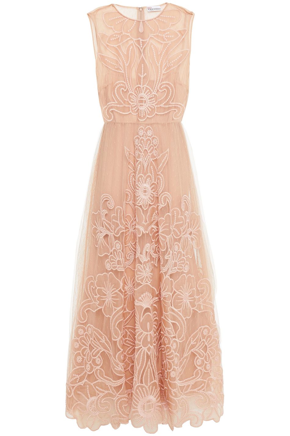 Redvalentino Embroidered Organza And Silk Point Desprit Midi Dress