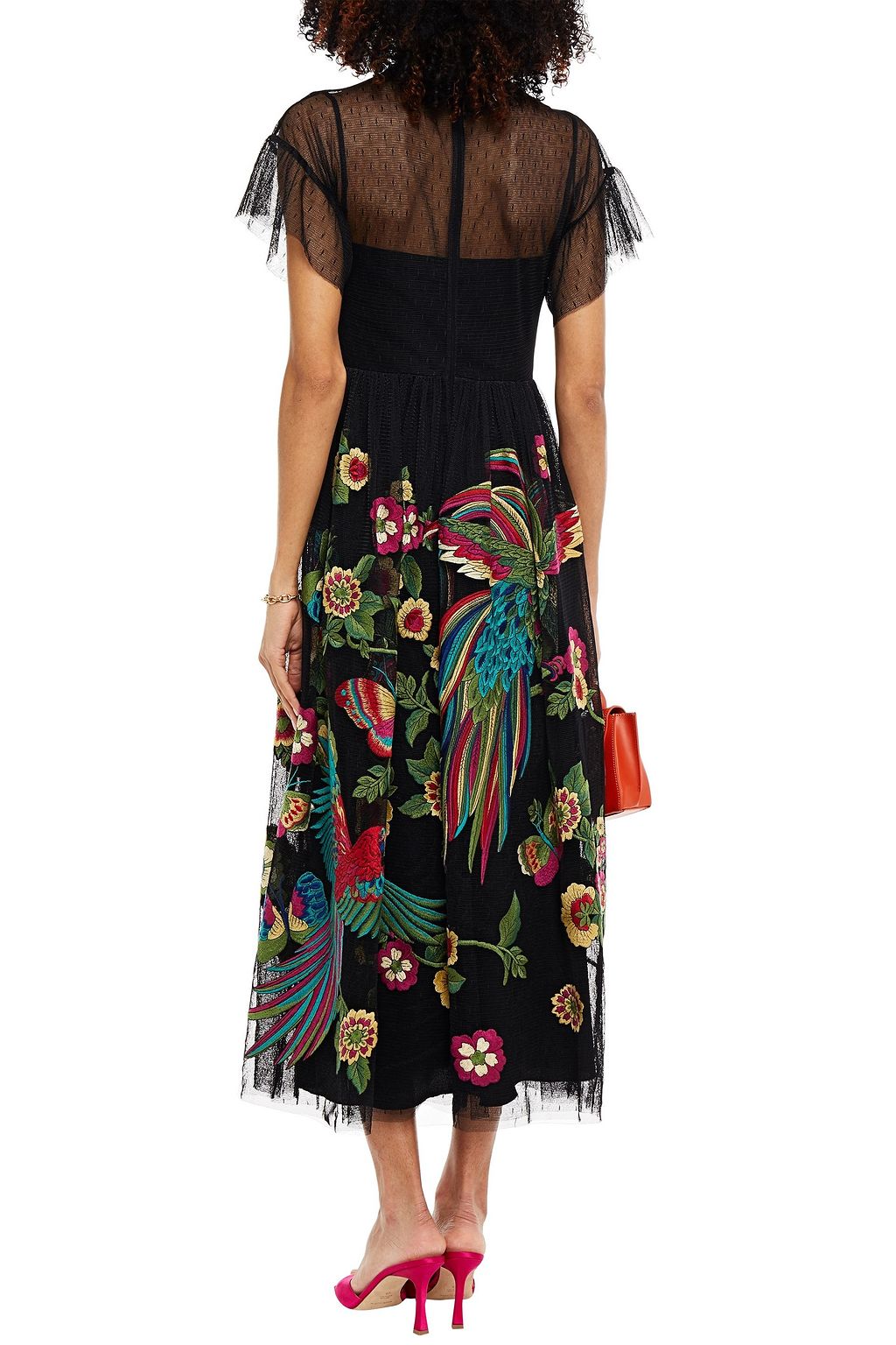 Redvalentino Ruffled Embroidered Point Desprit Midi Dress The Outnet