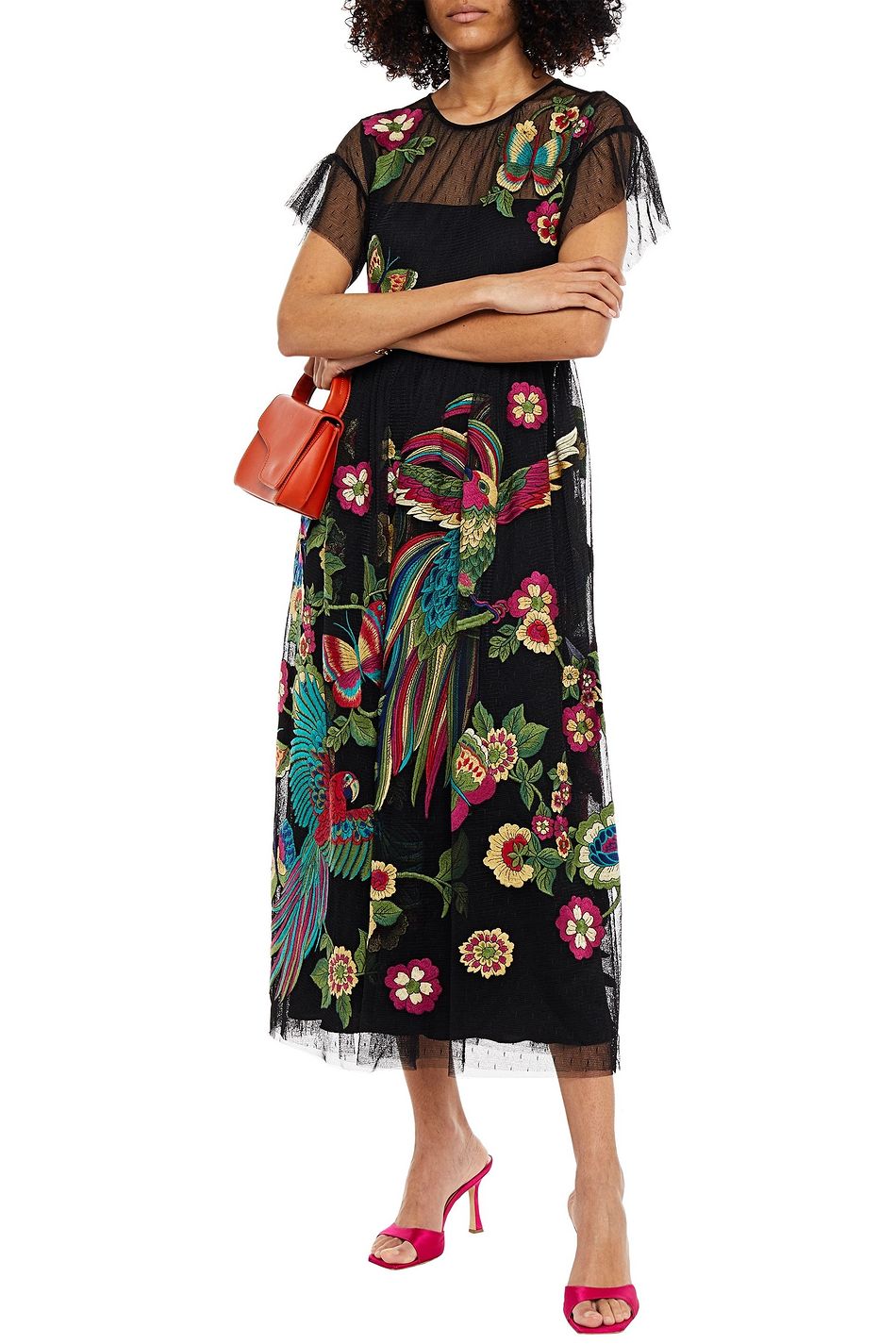Redvalentino Ruffled Embroidered Point Desprit Midi Dress The Outnet