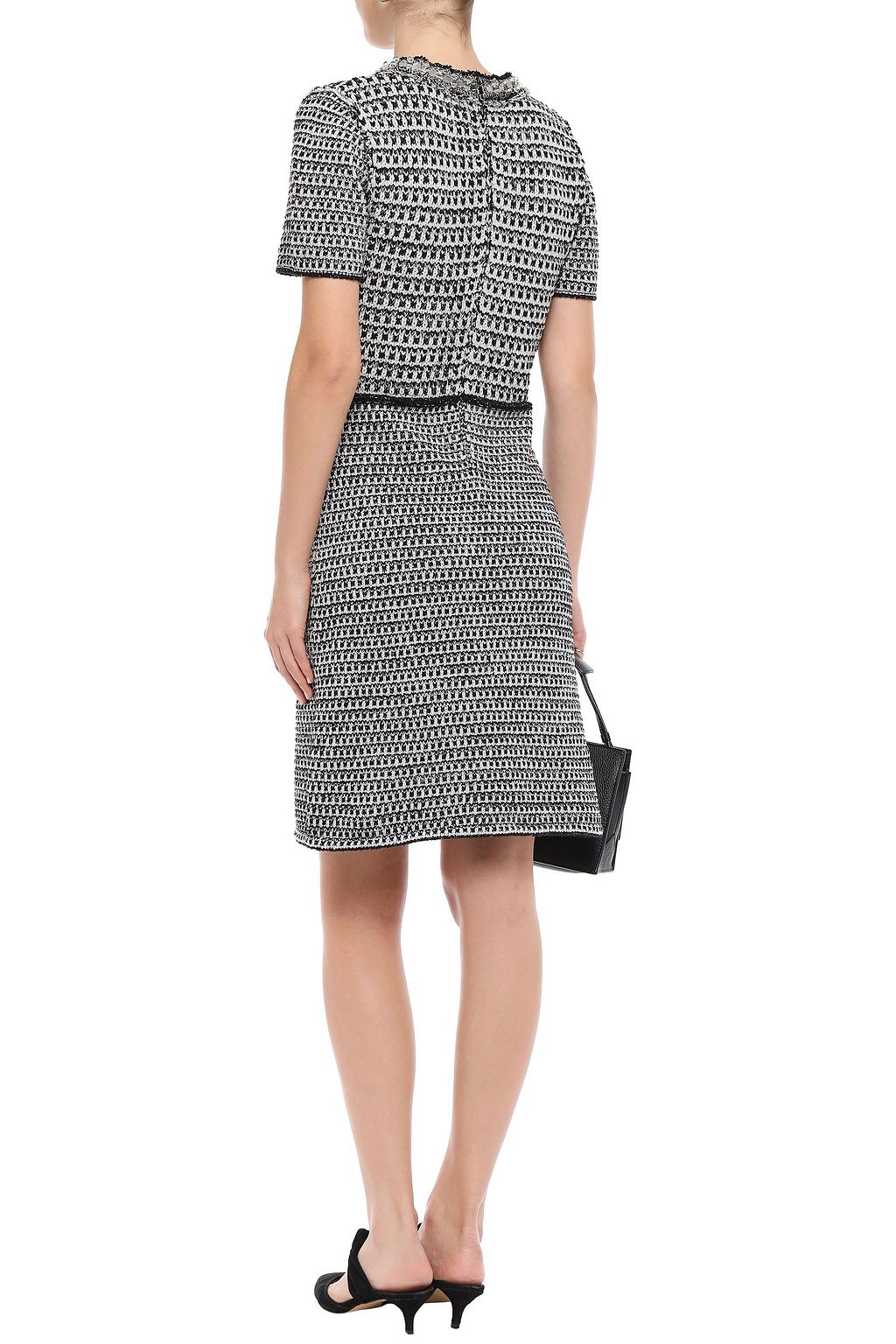 TORY BURCH Frayed embellished metallic tweed mini dress | THE OUTNET