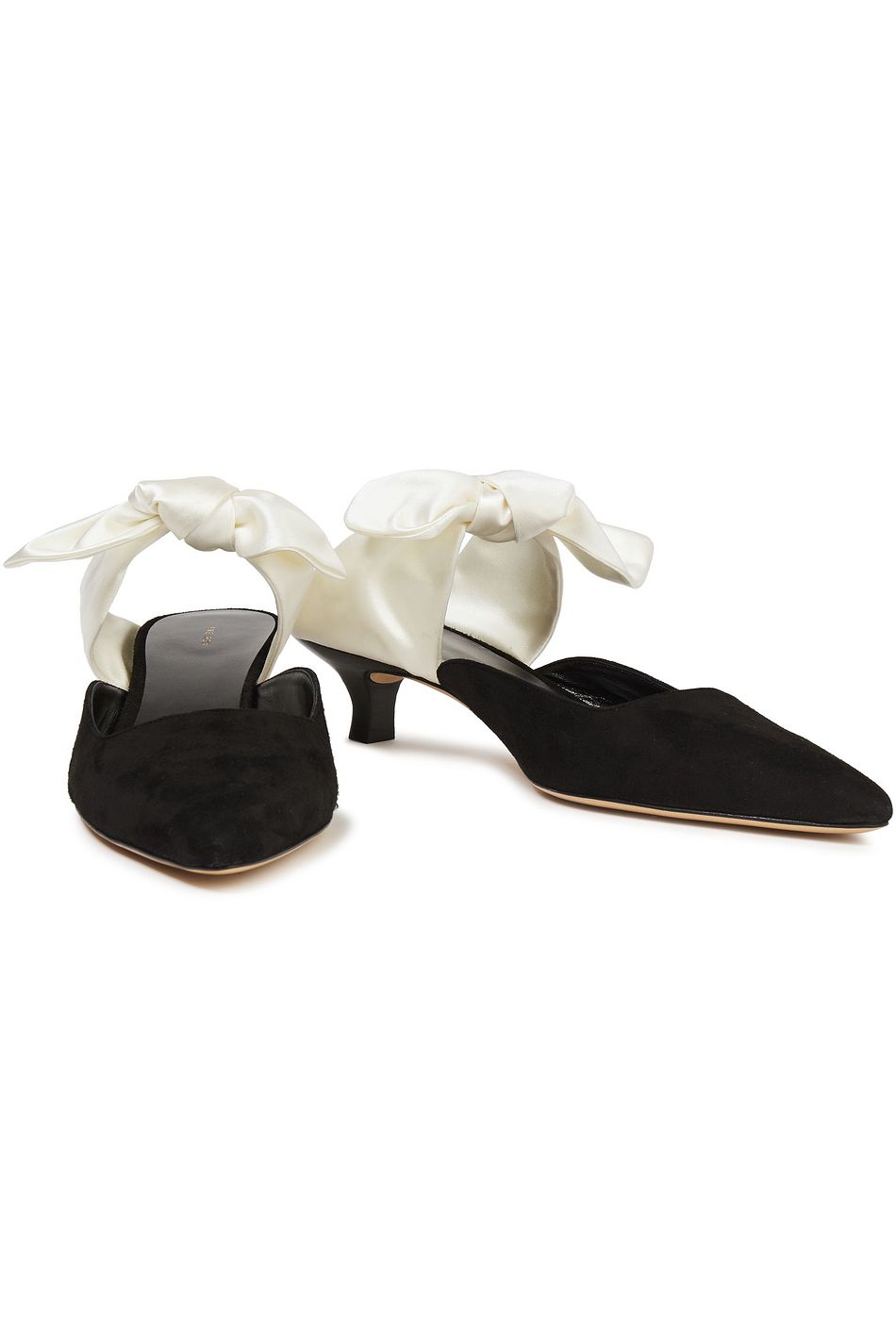 THE ROW Coco suede and satin mules | THE OUTNET