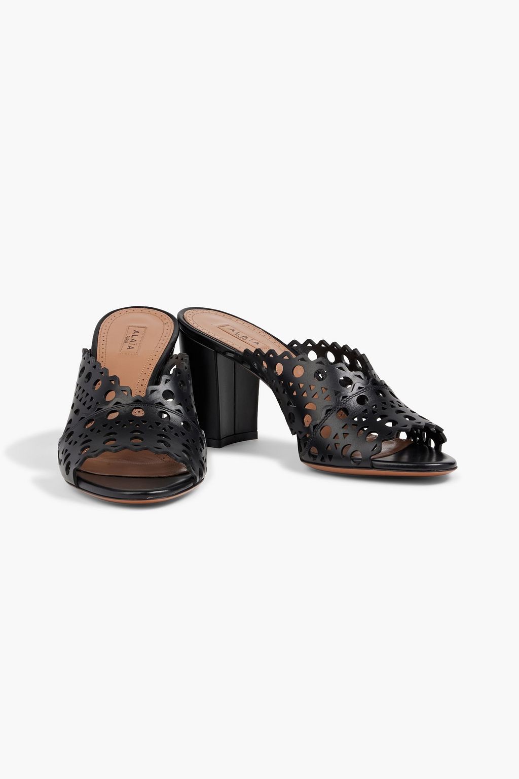 ALAÏA Laser-cut leather mules | THE OUTNET