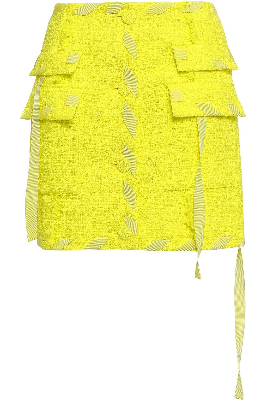 MSGM Frayed cotton-blend bouclé-tweed mini skirt | THE OUTNET