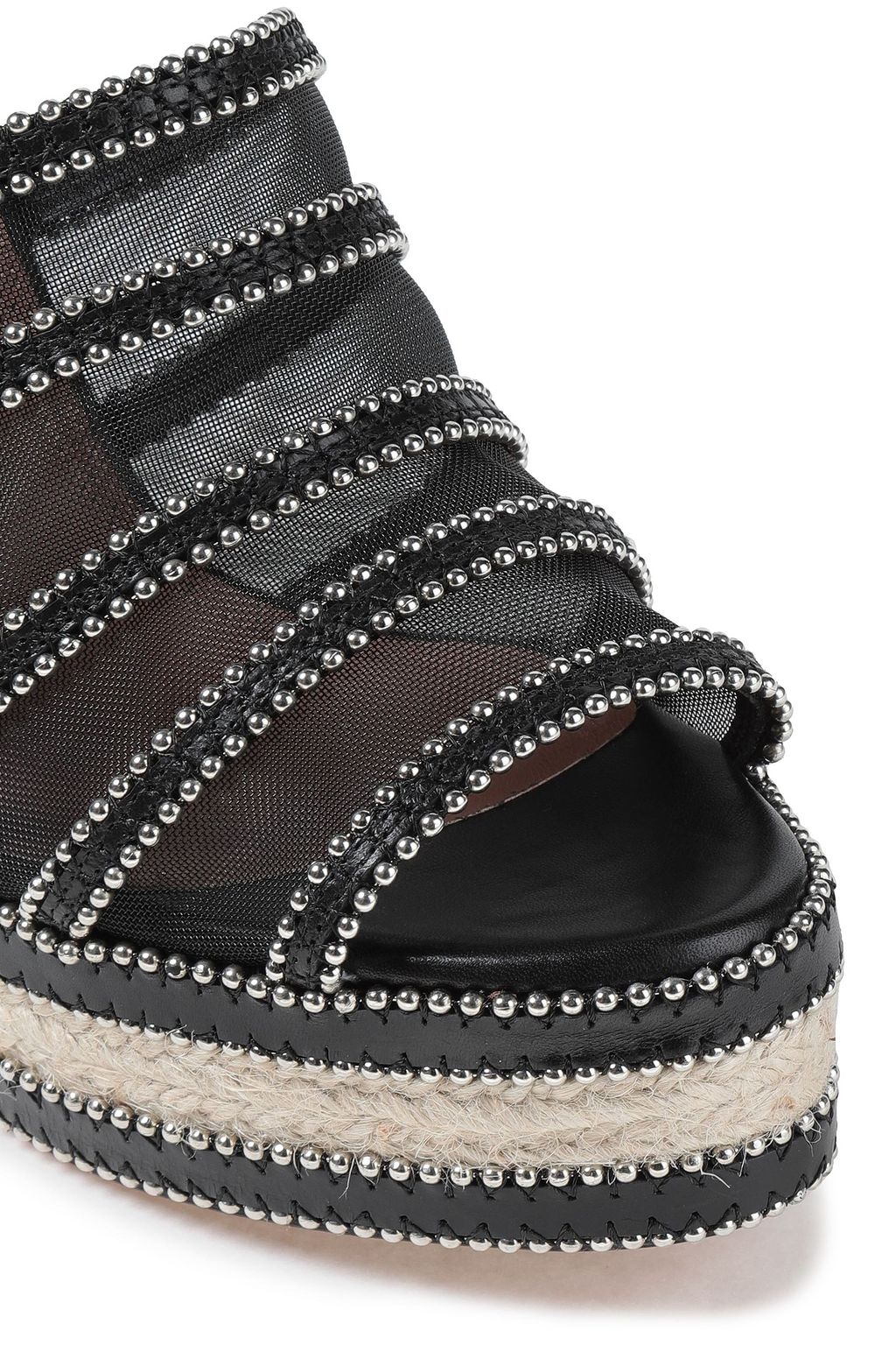 ALAÏA Studded leather and mesh espadrille wedge sandals | THE OUTNET