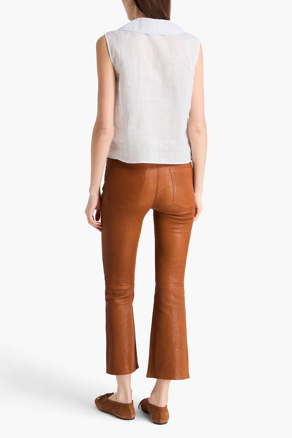 FRAME Le Crop Mini Boot cropped leather bootcut pants | THE OUTNET