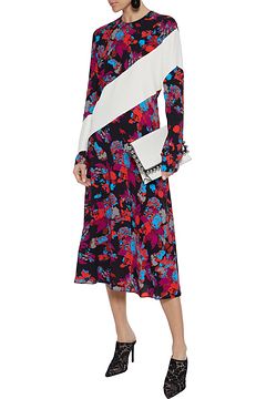 GIVENCHY Paneled floral-print crepe midi dress | THE OUTNET