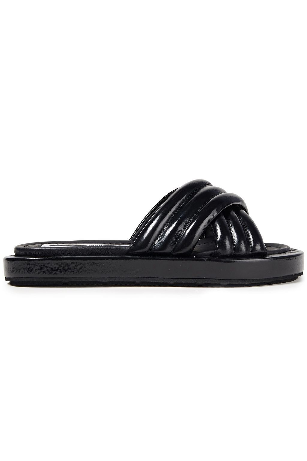 MCQ ALEXANDER MCQUEEN Quilted glossed-leather slides | THE OUTNET
