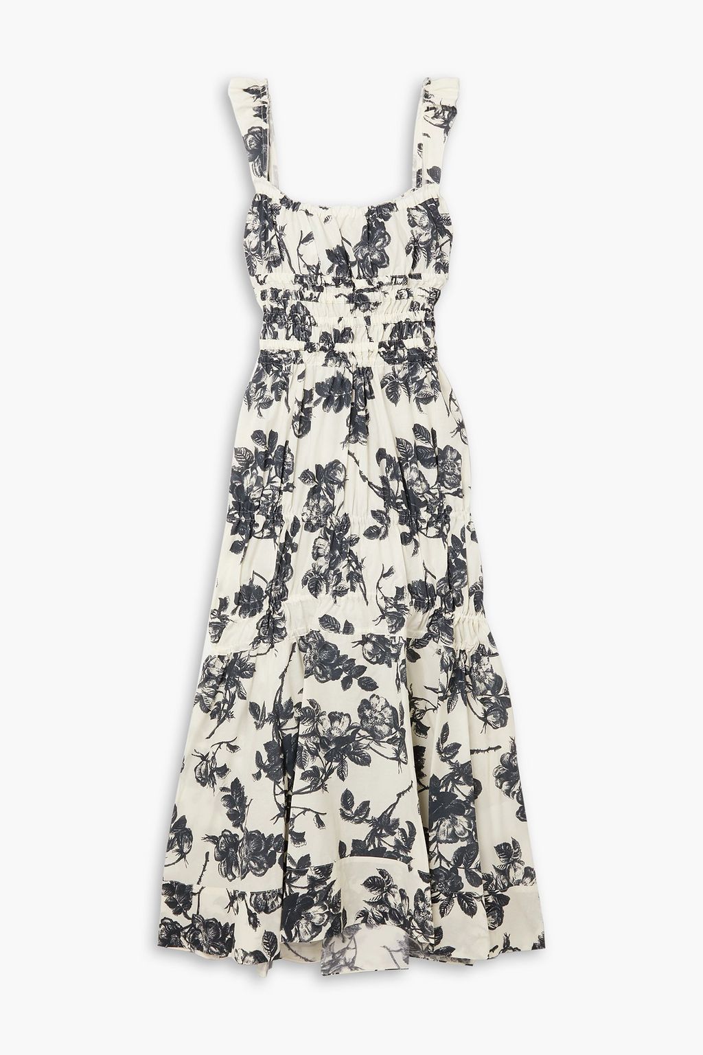 BROCK COLLECTION Prisca shirred floral-print cotton-poplin midi dress ...