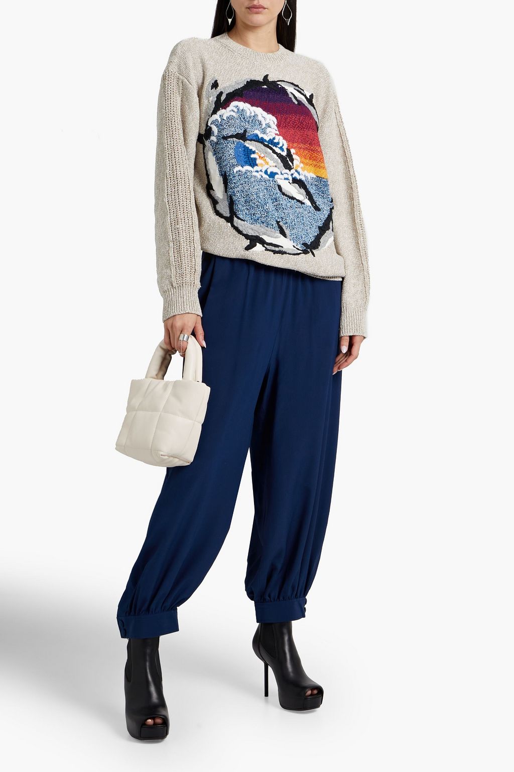 Stella Mccartney Jacquard Knit Cotton Blend Sweater The Outnet