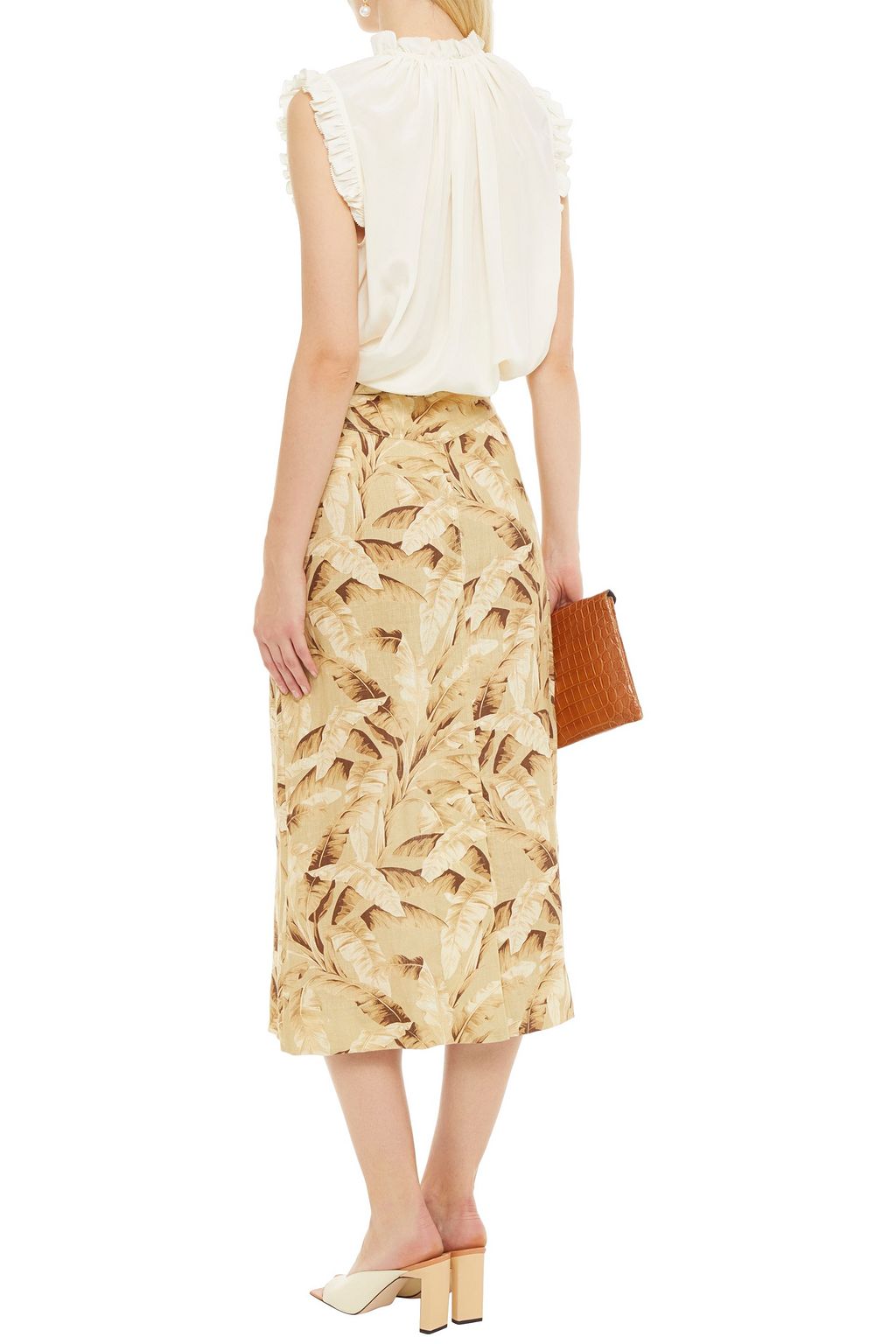 Zimmermann Super Eight Safari Belted Printed Linen Midi Skirt The Outnet