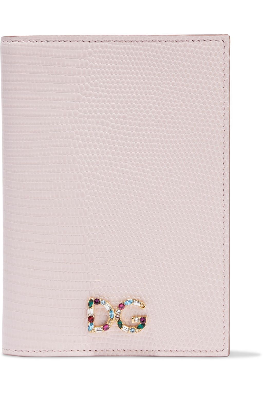 DOLCE&GABBANA Crystal-embellished lizard-effect leather passport cover ...