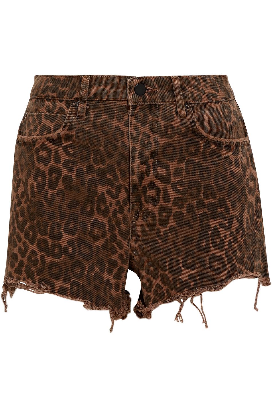 ALEXANDER WANG Distressed leopard-print denim shorts | THE OUTNET