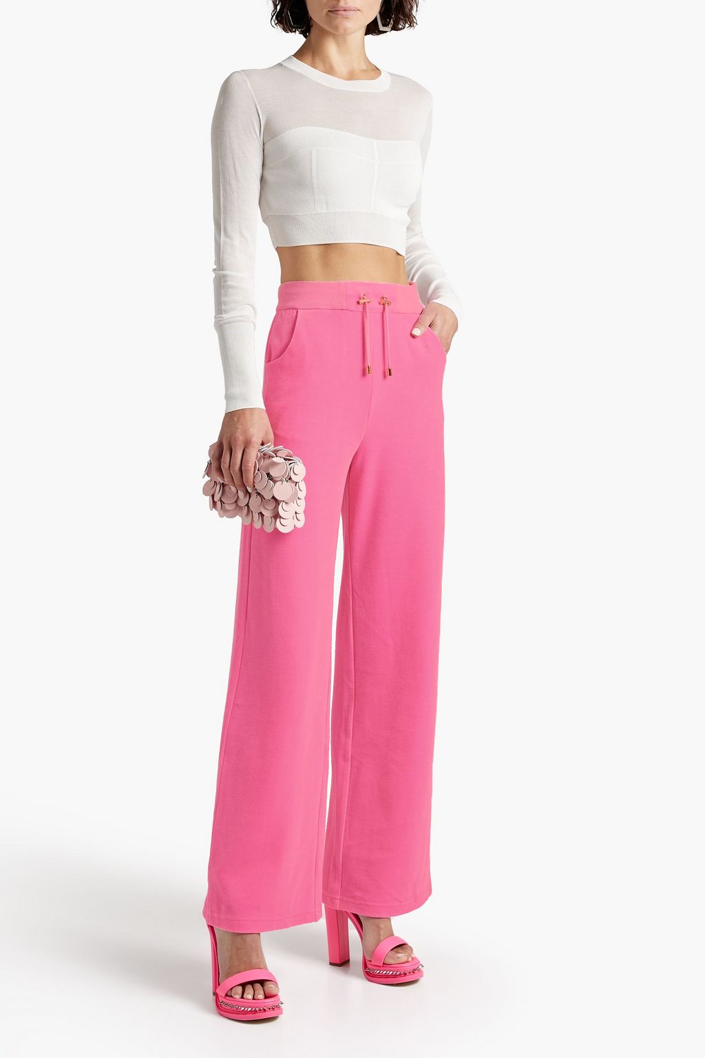 BALMAIN + Barbie appliquéd cotton-blend velour track pants | THE OUTNET