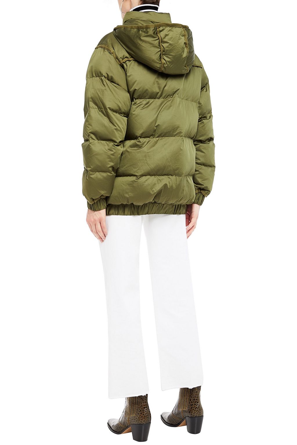 SANDRO Canvas-trimmed quilted shell hooded jacket | THE OUTNET