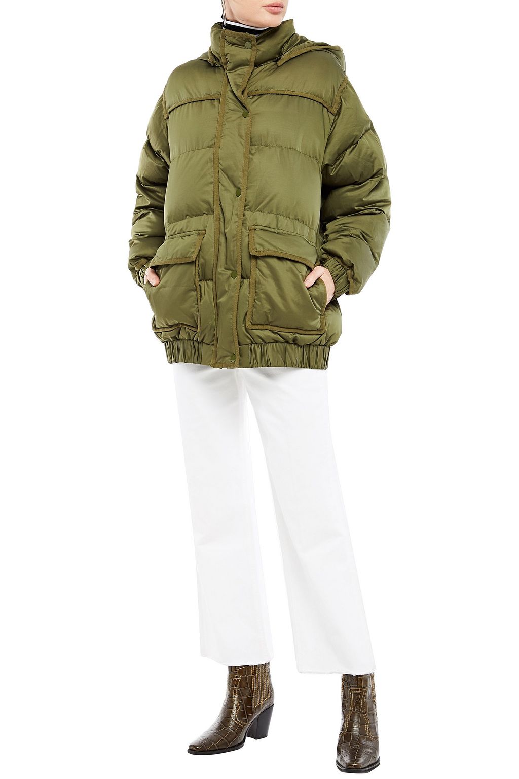 SANDRO Canvas-trimmed quilted shell hooded jacket | THE OUTNET