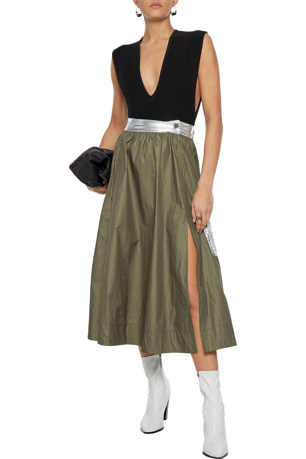 GANNI Metallic shell midi skirt | THE OUTNET