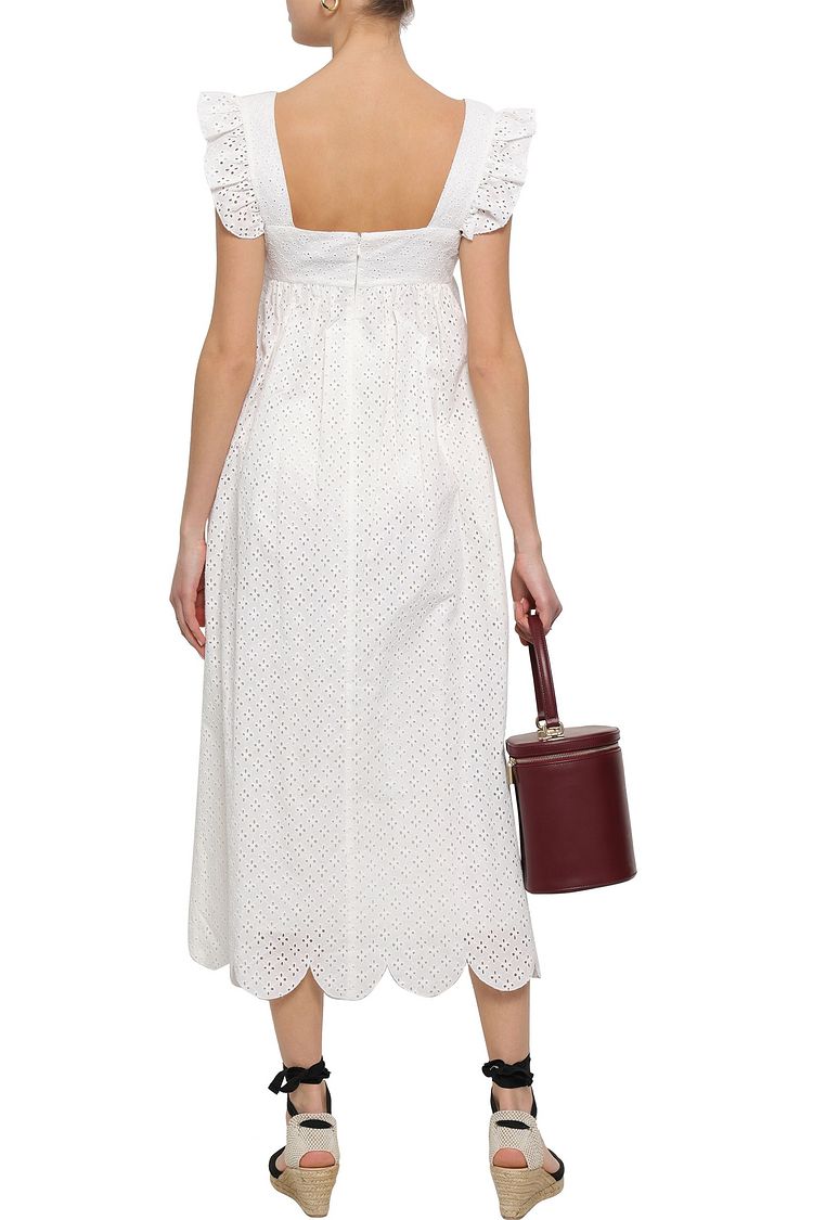 ALEXACHUNG Ruffle-trimmed broderie anglaise cotton midi dress | THE OUTNET