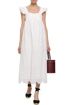 ALEXACHUNG Ruffle-trimmed broderie anglaise cotton midi dress | THE OUTNET