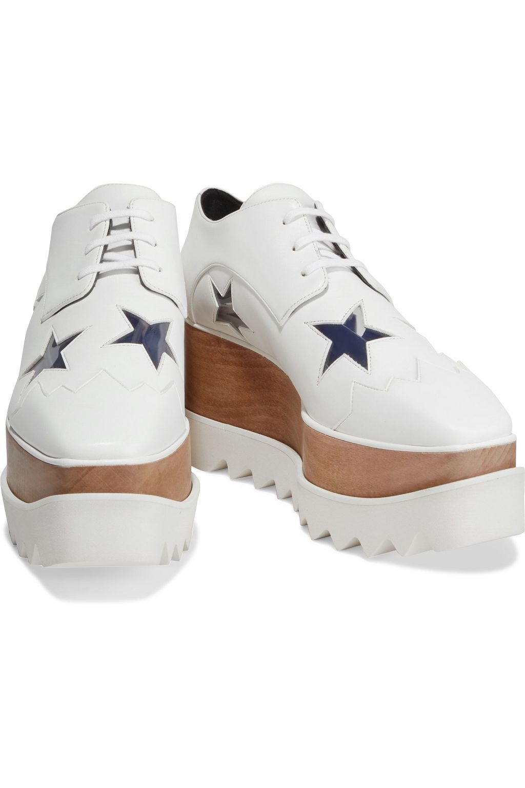 STELLA MCCARTNEY Elyse laser-cut faux leather and PVC platform brogues ...