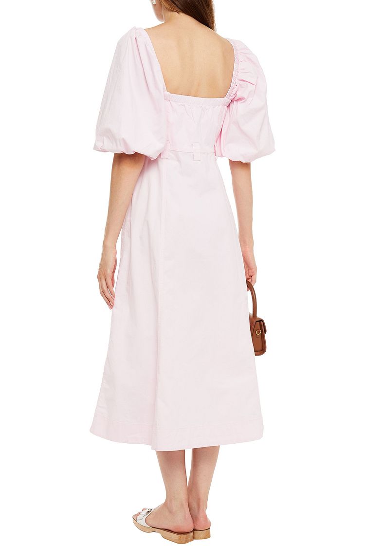 GANNI Gathered cotton-blend midi dress | THE OUTNET