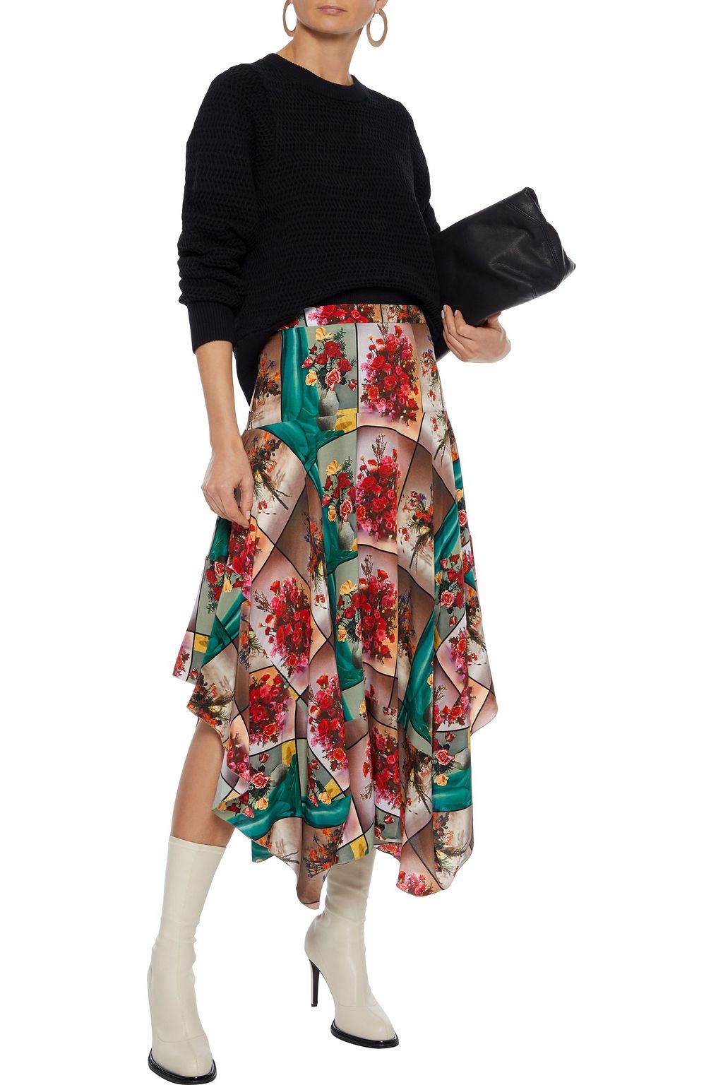 STELLA MCCARTNEY Poppy asymmetric printed silk crepe de chine midi skirt | THE OUTNET