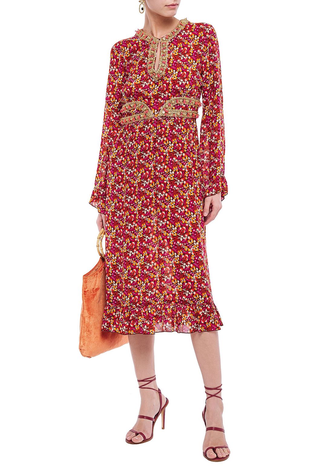 ANNA SUI Embellished floral-print georgette midi dress | THE OUTNET