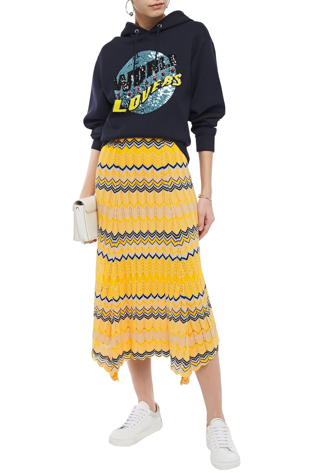 SANDRO Jaune crochet-knit midi skirt | THE OUTNET