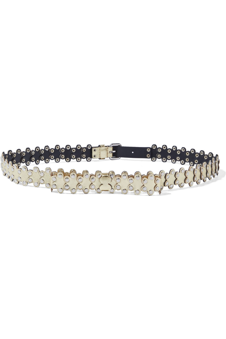 Red Valentino Flower Puzzle Studded Metallic Textured-leather Belt In ...