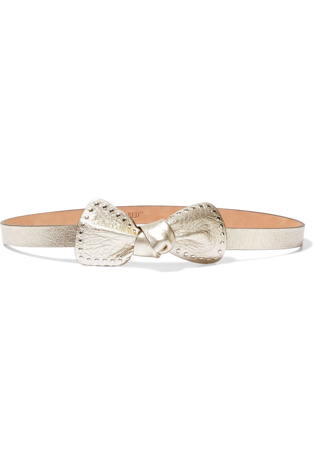 RED(V) Studded bow-embellished metallic textured-leather belt | THE OUTNET
