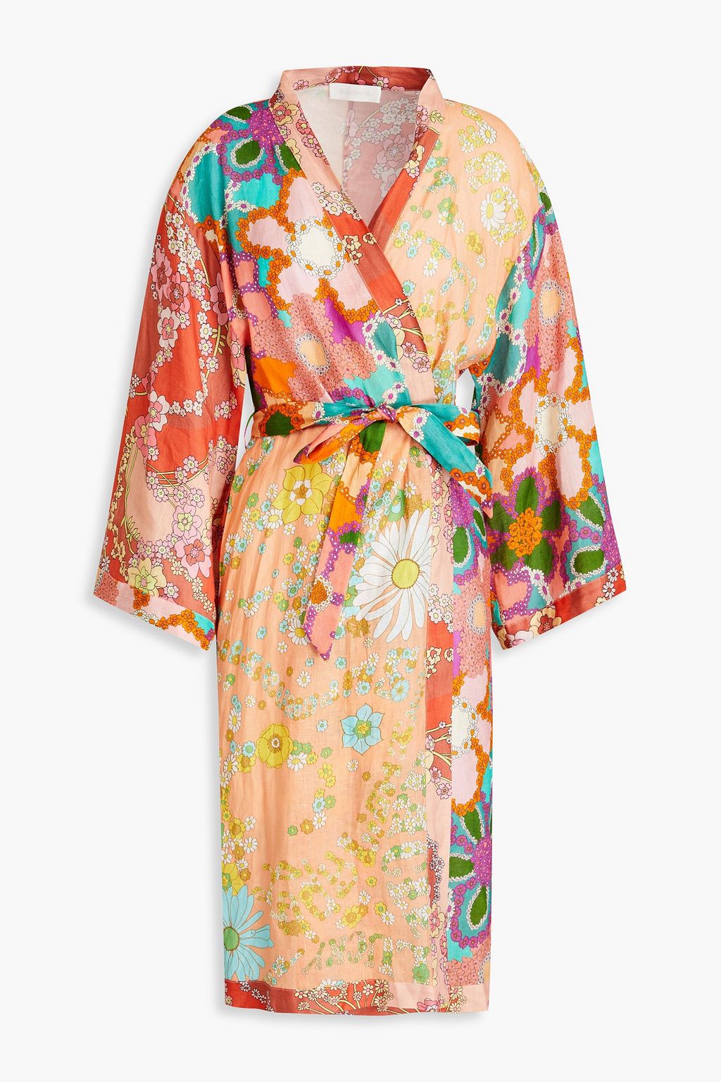 ZIMMERMANN Floral-print linen wrap dress | THE OUTNET