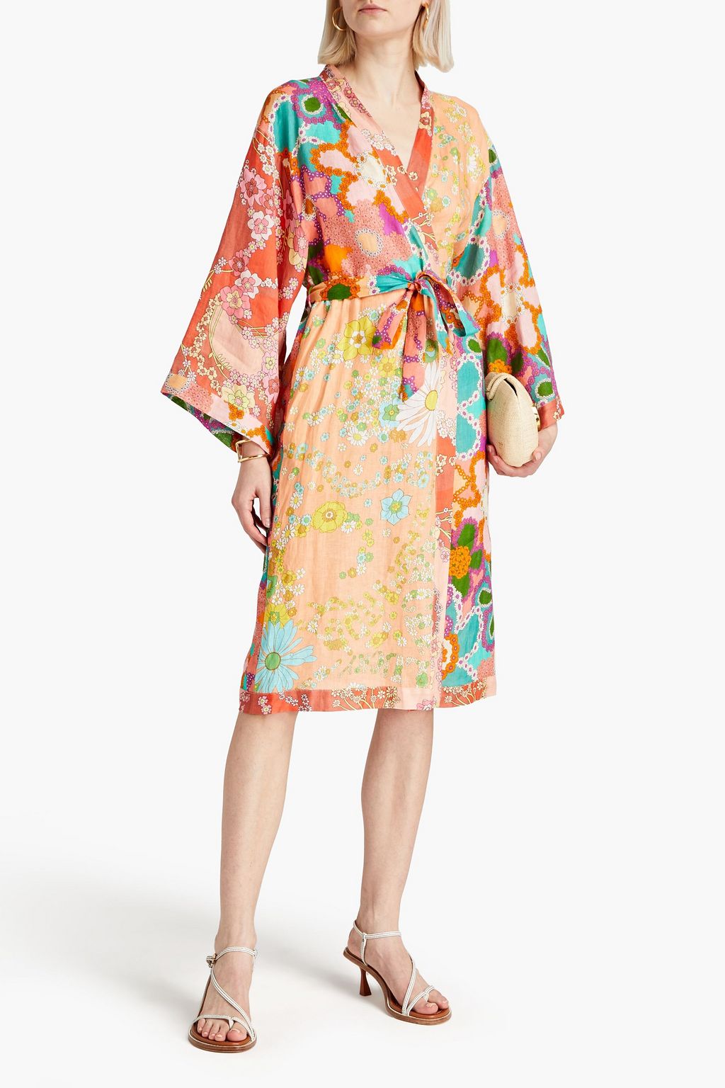 ZIMMERMANN Floral-print linen wrap dress | THE OUTNET