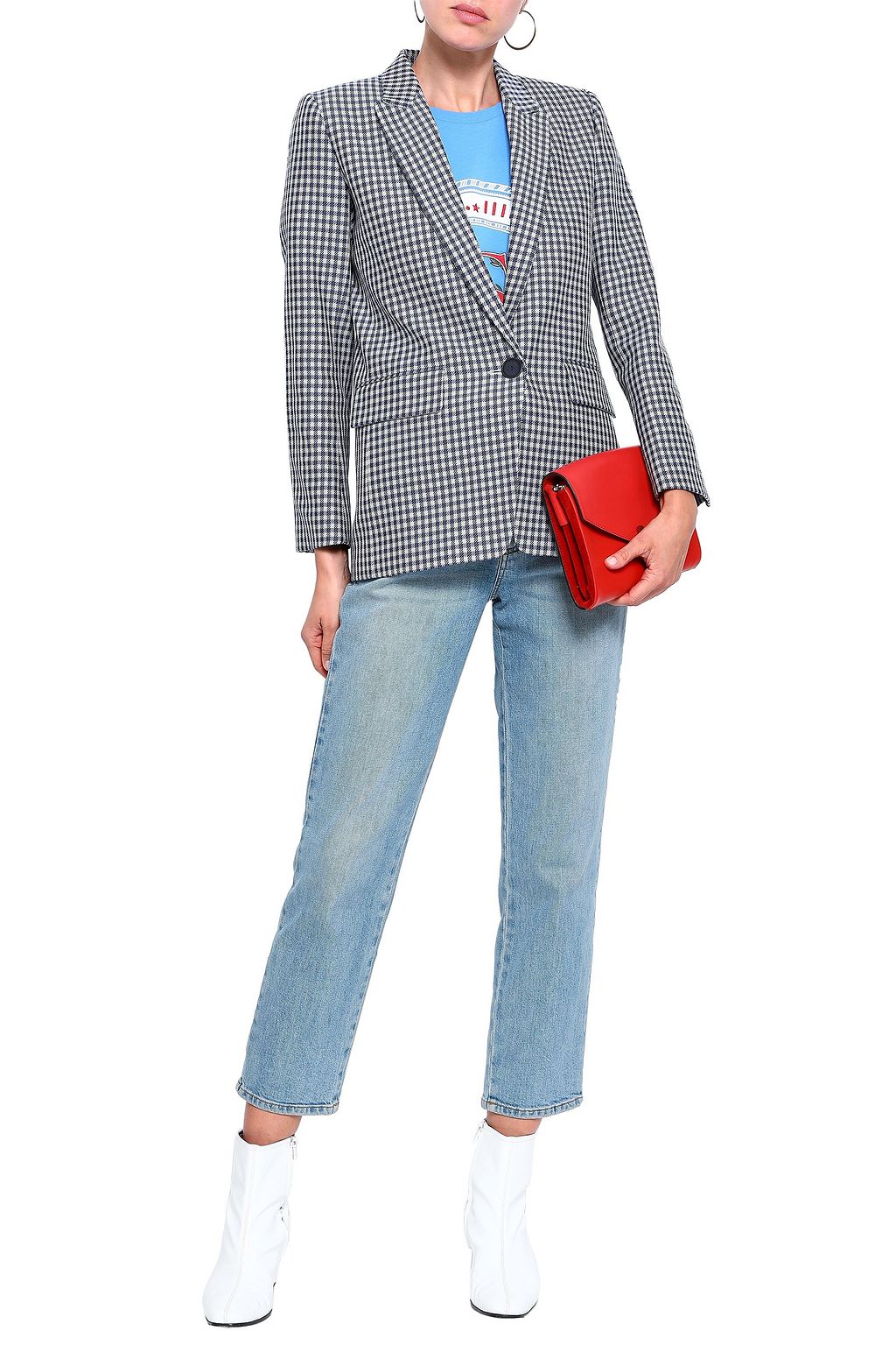 SANDRO Checked cotton-jacquard blazer | THE OUTNET