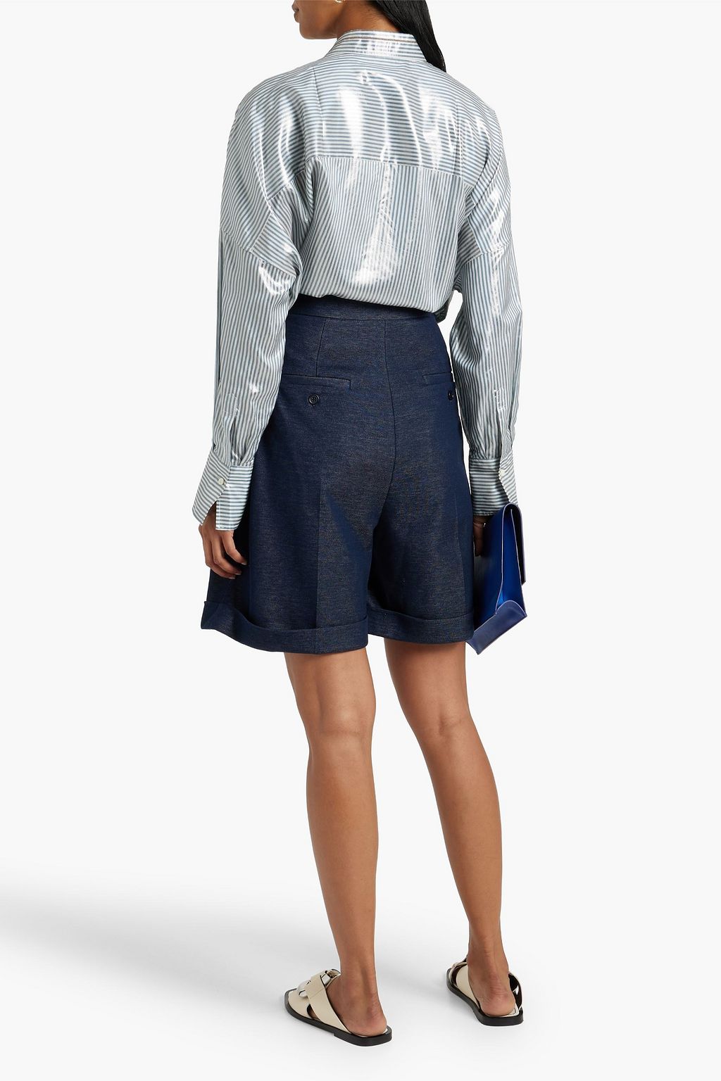 MAX MARA Luchino pleated cotton chambray shorts | THE OUTNET