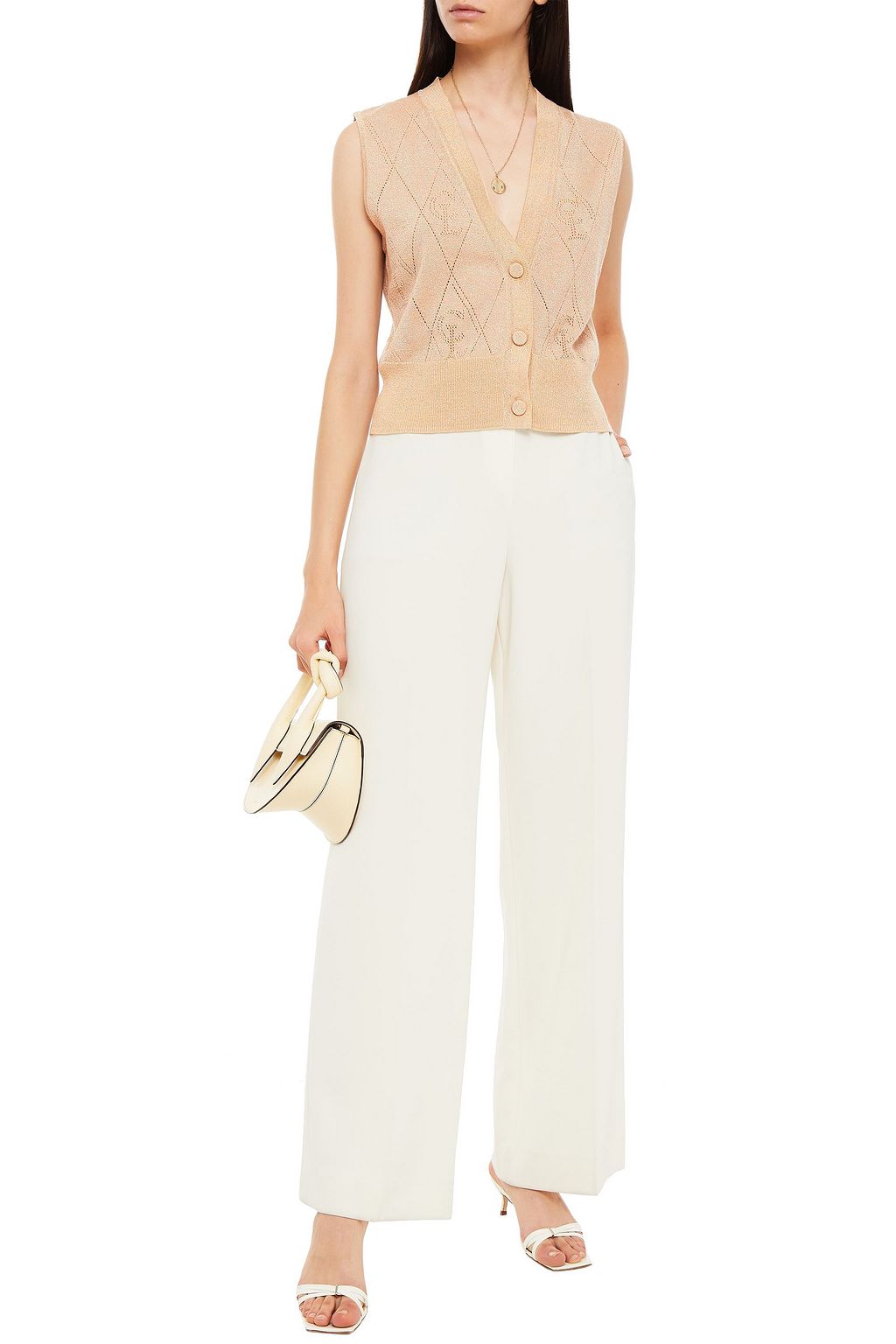 SANDRO Couer metallic pointelle-knit vest | THE OUTNET