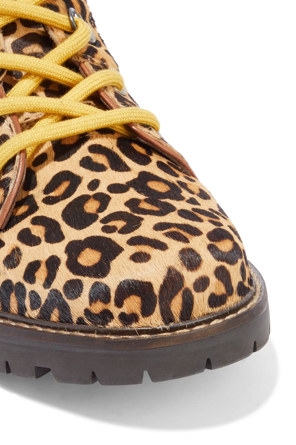 Sam Edelman Tamia Leather Trimmed Leopard Print Calf Hair Ankle Boots