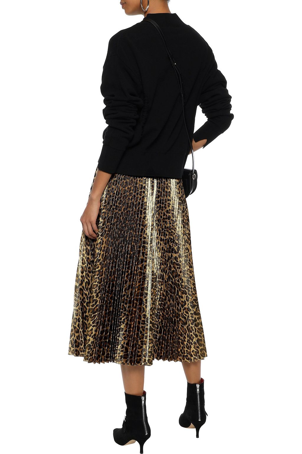 A.L.C. Bobby pleated metallic leopard-print satin midi skirt | Sale up ...