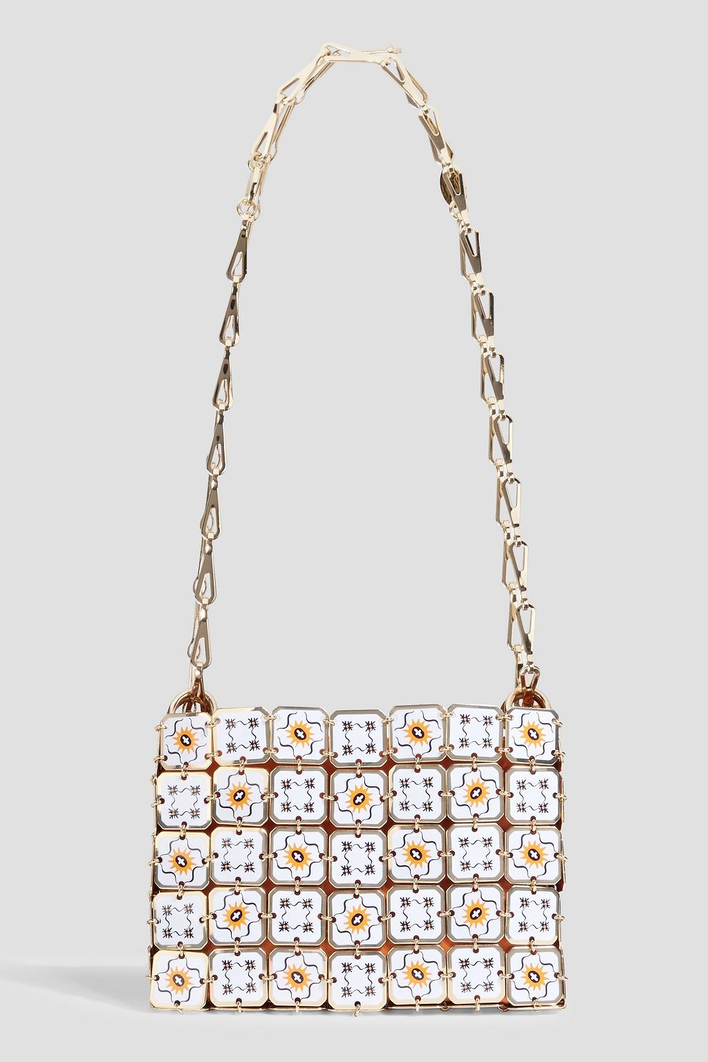 RABANNE Nano Square printed enamel and chainmail shoulder bag | THE OUTNET