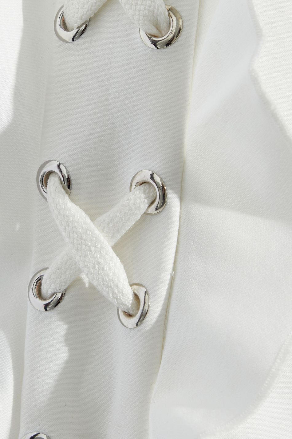 REDVALENTINO Lace-up ruffle-trimmed cotton-blend shorts | THE OUTNET