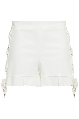 REDVALENTINO Lace-up ruffled cotton-blend shorts | THE OUTNET