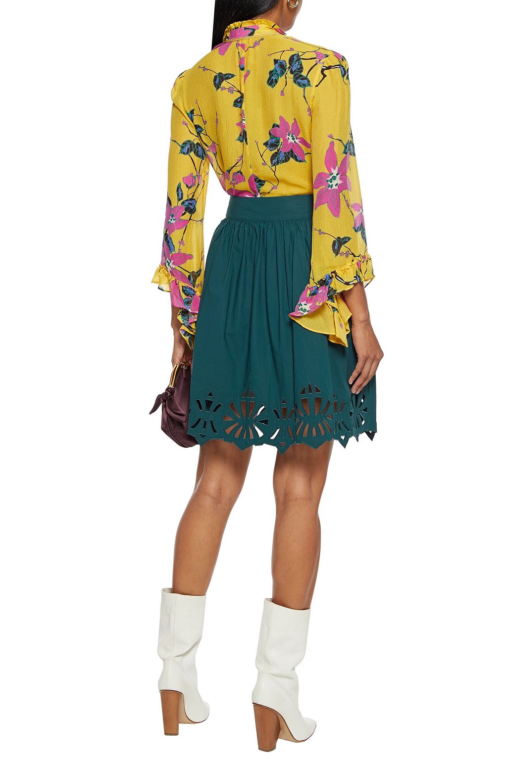 ETRO Broderie anglaise-trimmed cotton-blend poplin mini skirt | THE OUTNET